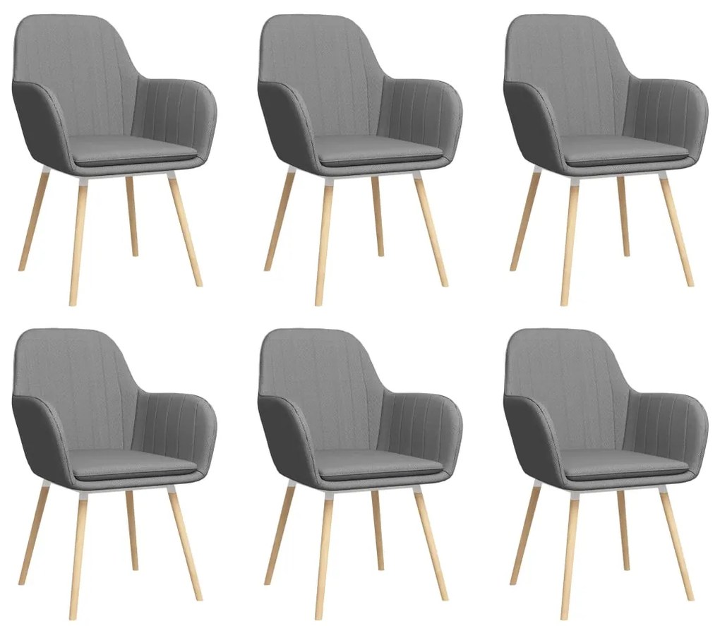 3055753 vidaXL Jídelní židle s područkami 6 ks světle šedé textil