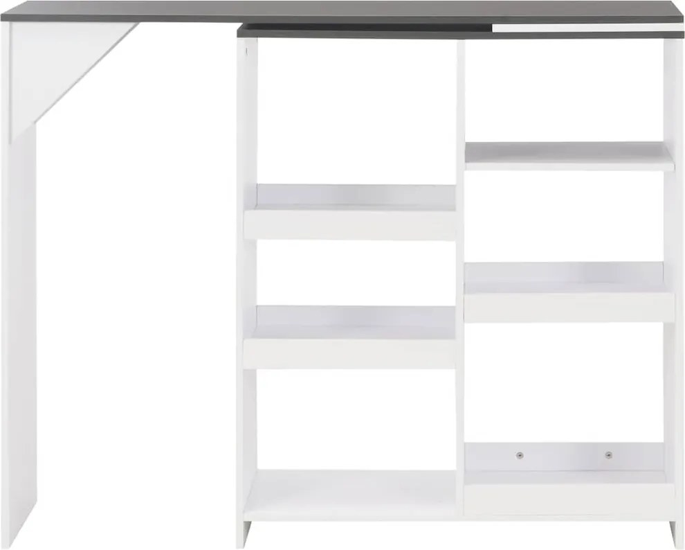 Barový stůl s pohyblivým regálem bílý 138 x 39 x 110 cm 280226