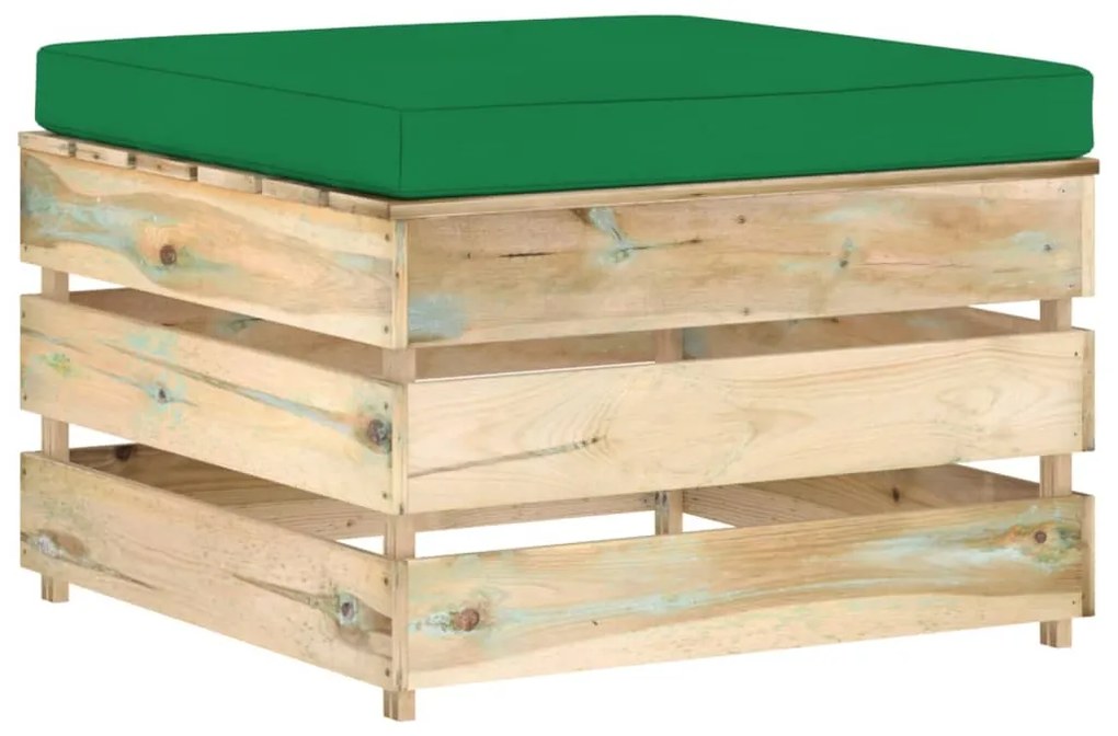 3074524 vidaXL Dílčí taburet s poduškou zeleně impregnované dřevo