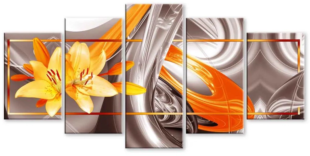 Abstraktní obraz lilie Orange Velikost (šířka x výška): 150x75 cm