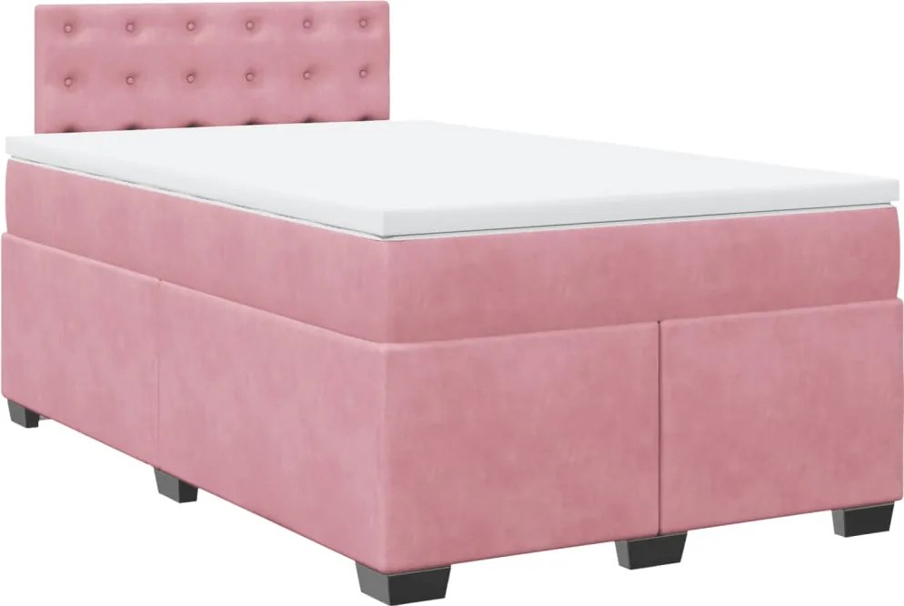 Box spring postel s matrací růžová 120 x 200 cm samet 3288599