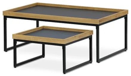 Autronic Konferenční stůl Stůl konferenční, MDF deska šedá s dekorativní hranou divoký dub, černý kov. (CT-612 OAK)