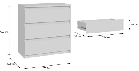 Komoda se zásuvkami MAO bílá