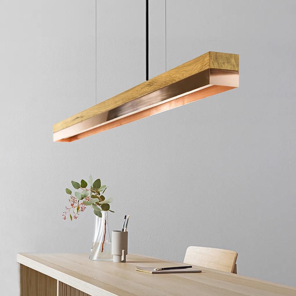 Dřevěné LED lineární svítidlo vhodné nad dlouhé stoly C1o  Dřevěné LED lineární svítidlo vhodné nad dlouhé stoly C1o Dekor: Měď, Stmívání:…