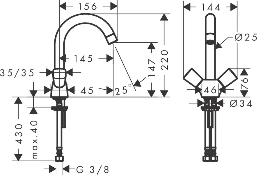 Hansgrohe Logis, Kohoutková umyvadlová baterie, chromová, 71221000