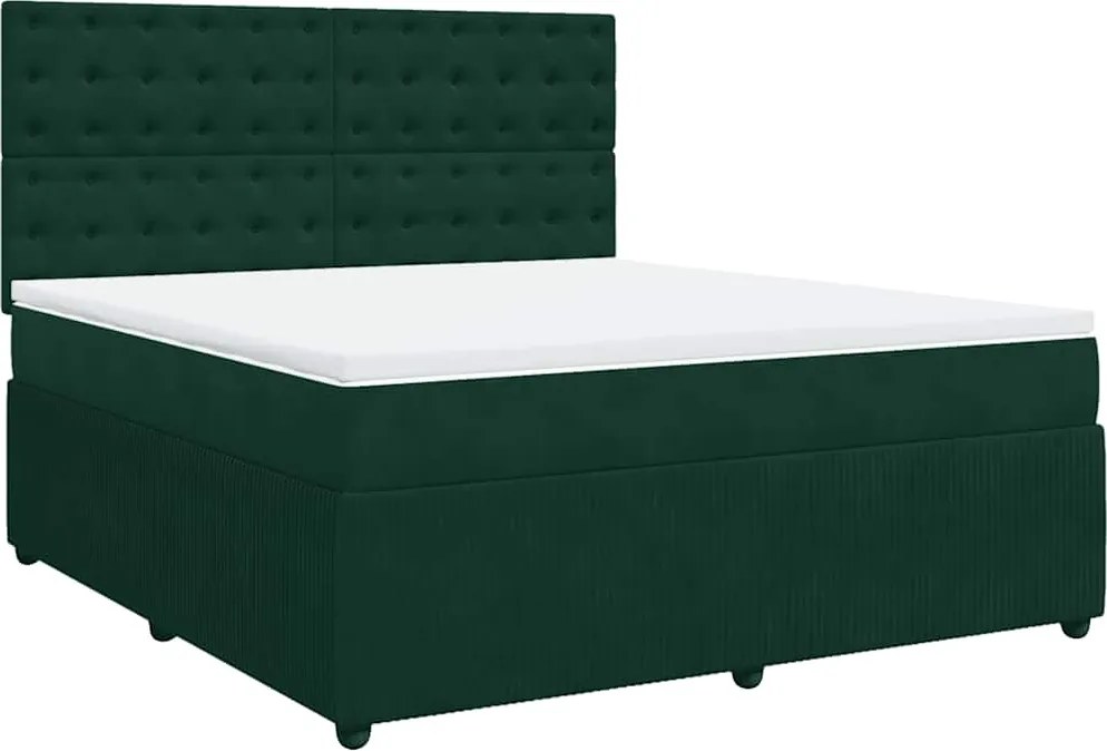 Box spring postel s matrací tmavě zelená 180x200 cm samet 3292421