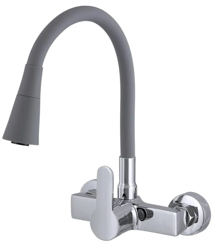 Gamma Flex 3000, nástěnná dřezová baterie s flexibilním ramenem, šedá-chromová, GMA-BFXS-3000G