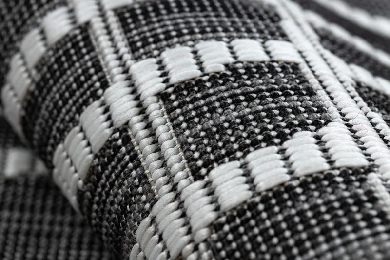 Dywany Łuszczów, Kusový koberec Sion Sisal Trellis 22144 black/ecru – na ven i na doma, 160x220, šedá, chodba / předsíň