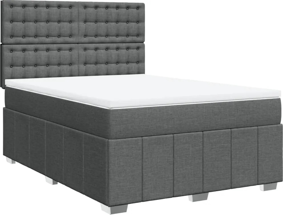 Box spring postel s matrací tmavě šedá 140x200 cm textil 3291706