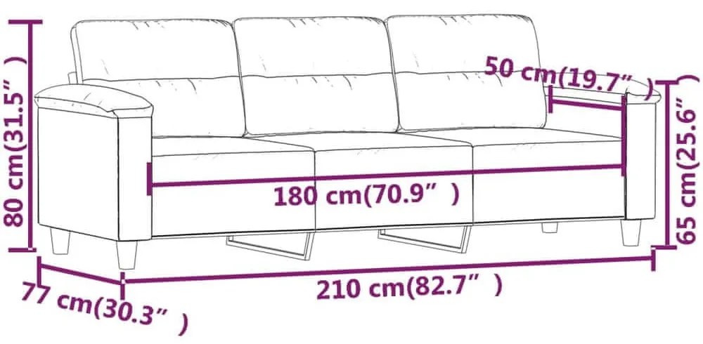 Petromila 3místná pohovka tmavě šedá 180 cm tkanina z mikrovlákna