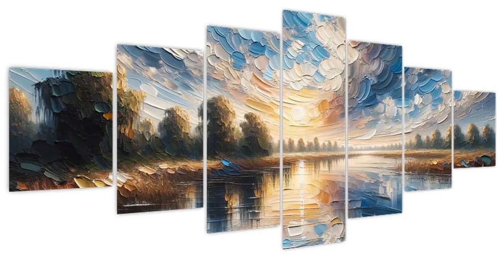 Obraz - Malba slunce nad vodou (210x100 cm)