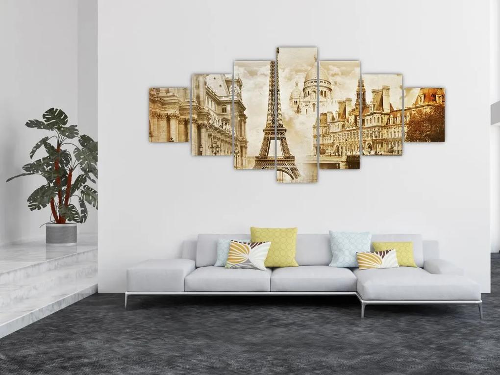 Obraz - Pařížské památky (210x100 cm)