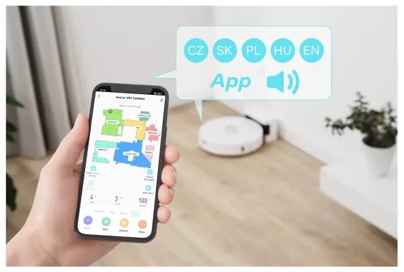Sencor- Robotický vysavač s mopem 2v1 50W/5000 mAh Wi-Fi bílá + dálkové ovládání