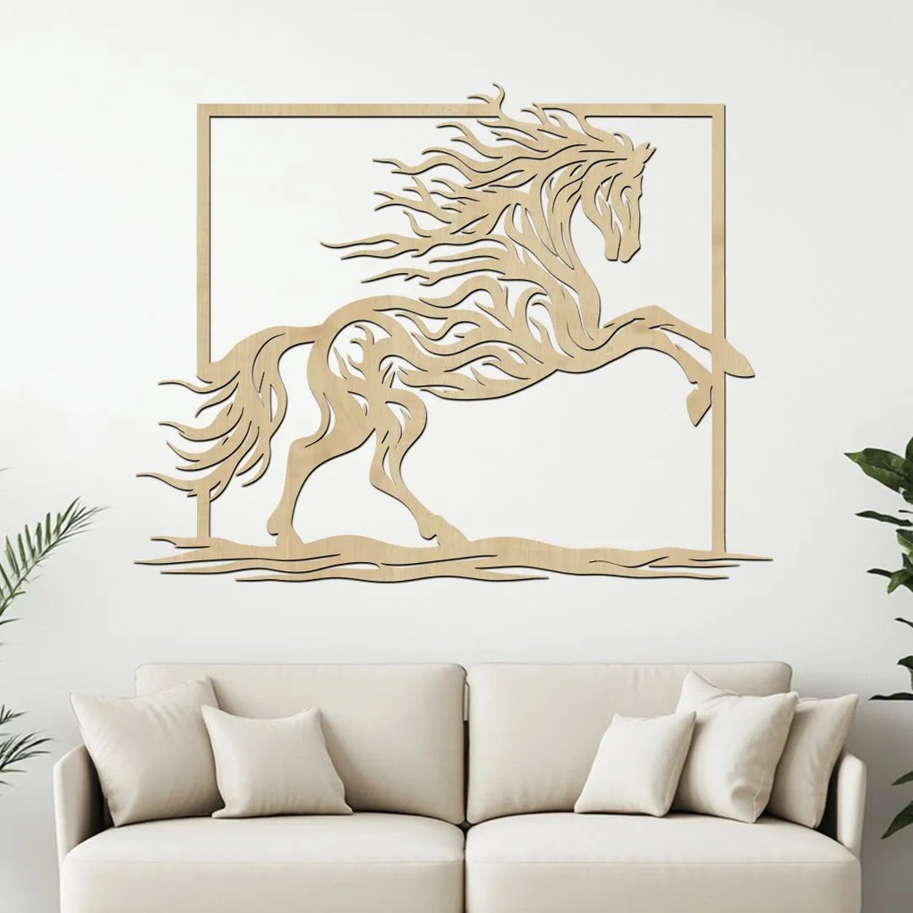 dřevo života Dřevěný obraz HORSE Zvolte rozměr (cm): 95x74, Zvolte barvu dekoru: Buk
