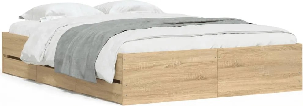 Rám postele se zásuvkami dub sonoma 135x190 cm kompozitní dřevo 3207310