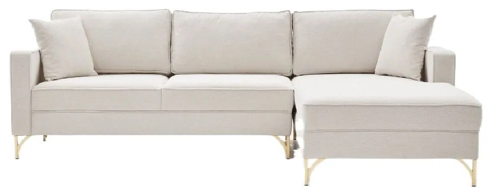 Hanah Home Rohová pohovka BERLIN krémová se zlatou pravá 258 cm