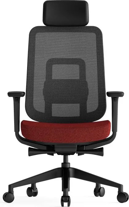 Kancelářská ergonomická židle K42  SP – síť/ čalouněná, červená