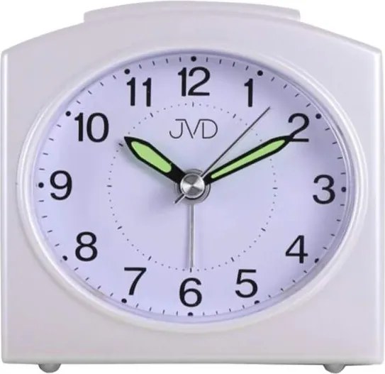 JVD Bílý ručkový netikající budík s plynulým chodem (ciferník hodinek) JVD SRP8603.3