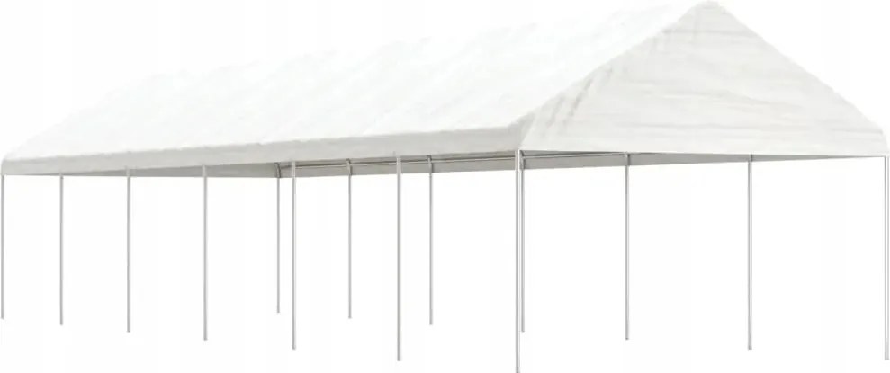 Fionshop 262824144 Altán se střechou bílý 13,38 x 4,08 x 3,22 m polyethyl