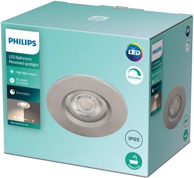 PH 8718699755959 LED Zapuštěné bodové svítidlo Philips DIVE SL261 set 3ks 8718699755959 3x5W 3x350lm 2700K IP65 niklové stmívatelné - PHILIPS (929002374122)