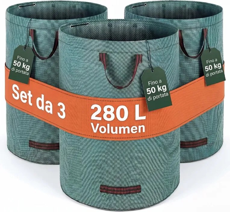 Zahradní taška sada 3 ks 280L max 50kg