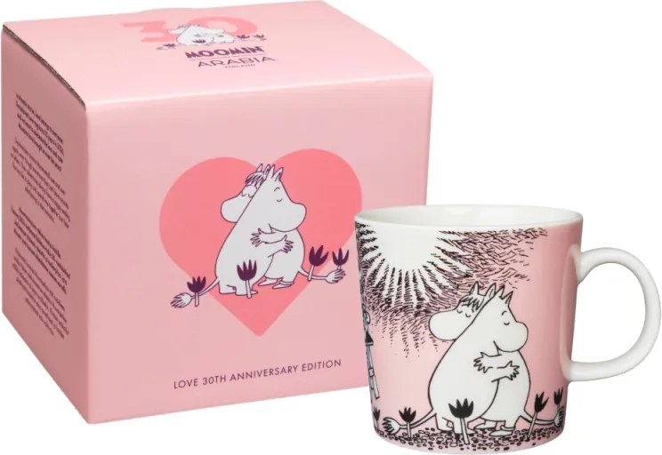 Hrnek Moomin Love 0,3l, růžový / 30. výročí, dárkový box