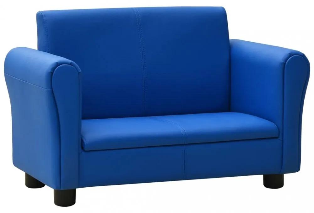 Dětská sedačka s podnožkou umělá kůže Dekorhome Modrá
