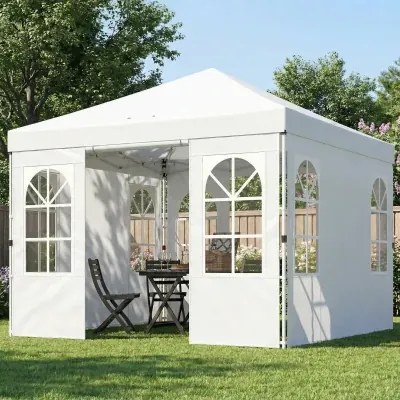 Outsunny skládací altán 3x3 m Pop-up s UPF50+ 4 odnímatelné boční díly nastavitelné výšky a cestovní taška bílá