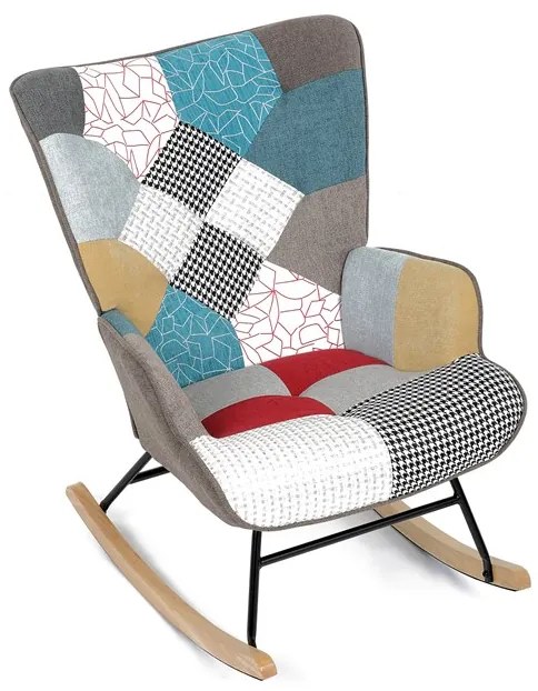 Houpací křeslo VENTURA - patchwork látka Barva: Vícebarevná