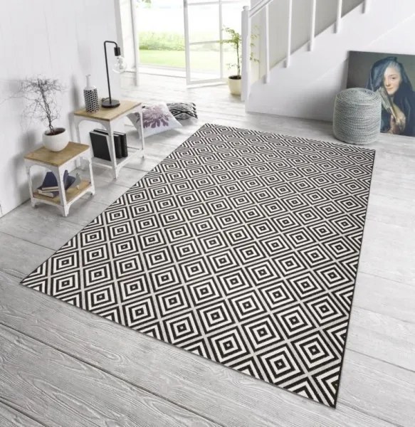 Hanse Home, Kusový koberec Meadow 102470 Black – na ven i na doma, 200x290, černobílá, chodba / předsíň