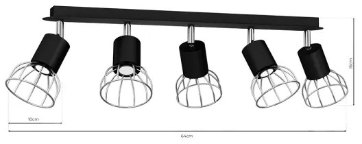 Bodové svítidlo DANTE 5xGU10/25W/230V černá/lesklý chrom