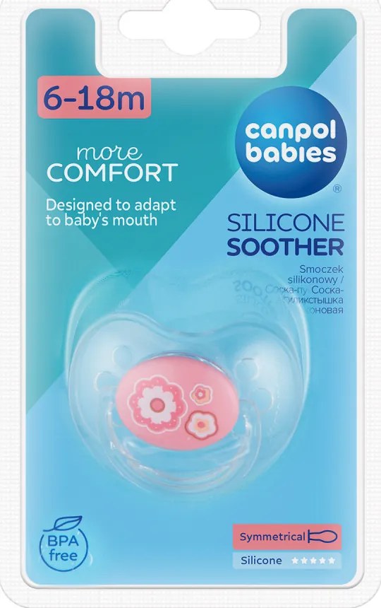 Canpol babies Dudlík 6 - 18 m silikonový symetrický Newborn Baby Modrý