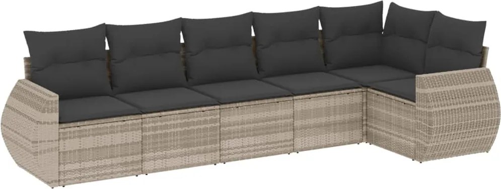 6dílná zahradní sedací souprava a podušky světle šedá polyratan 3221391