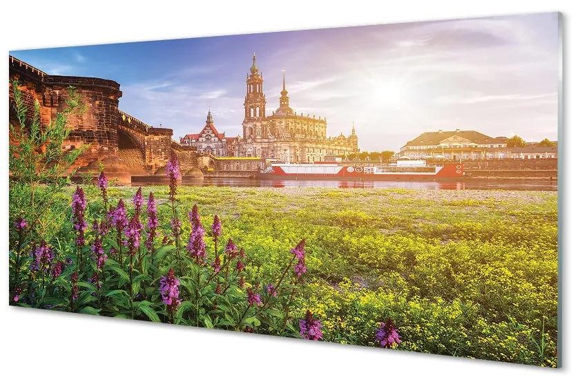 Obraz na skle Německo Sunrise River 120x60 cm