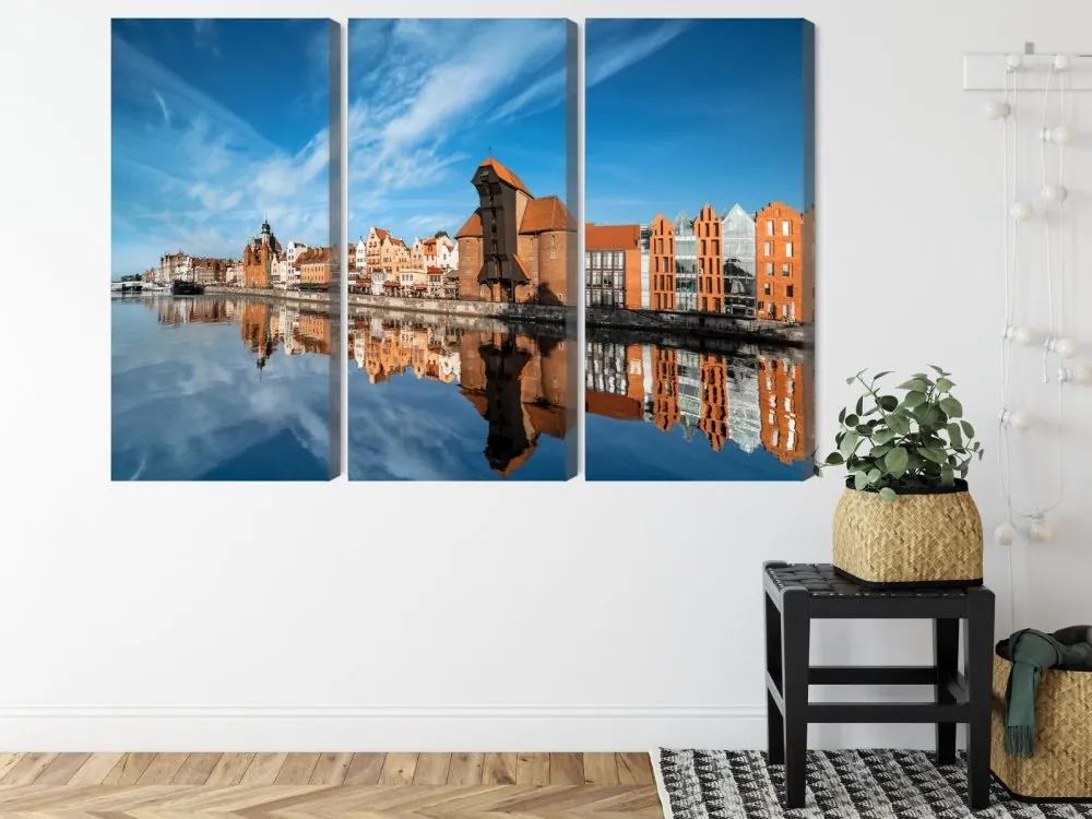 Vícedílný obraz Panorama Gdaňsku S Výhledem Na Řeku Nedostatek Nedostatek Plátno Canvas 150x100