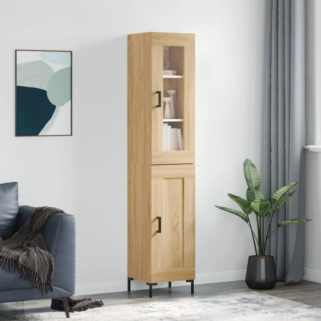 vidaXL Skříň highboard 34,5x34x180 cm kompozit [3199490] Barva: Černá