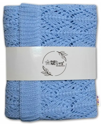 Luxusní bavlněná háčkovaná deka, dečka. ažurková LOVE, 75x95cm - modrá