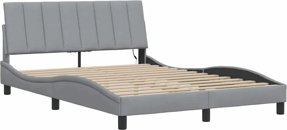 Rám postele bez matrace Hanko světle šedý 140 x 200 cm textil 3310461