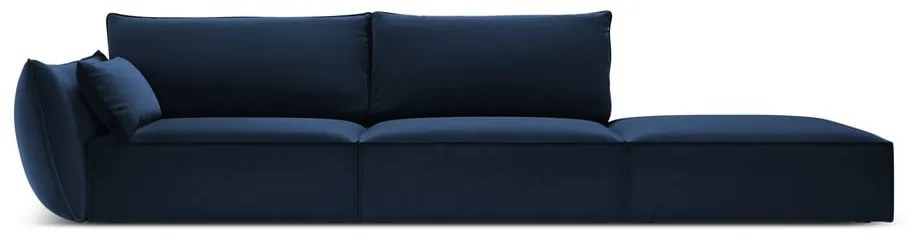 Tmavě modrá sametová pohovka levý roh 264 cm Vanda – Mazzini Sofas