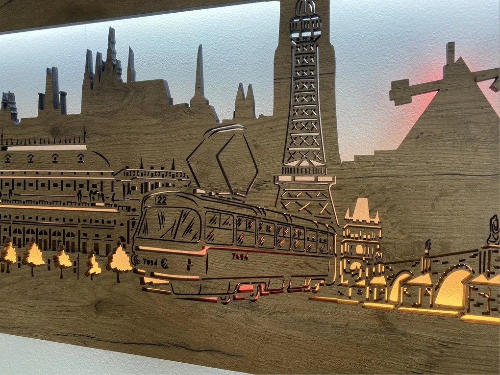 Li-Go "Praha" světelný obraz 130x40cm provedení povrchu: dub světlý