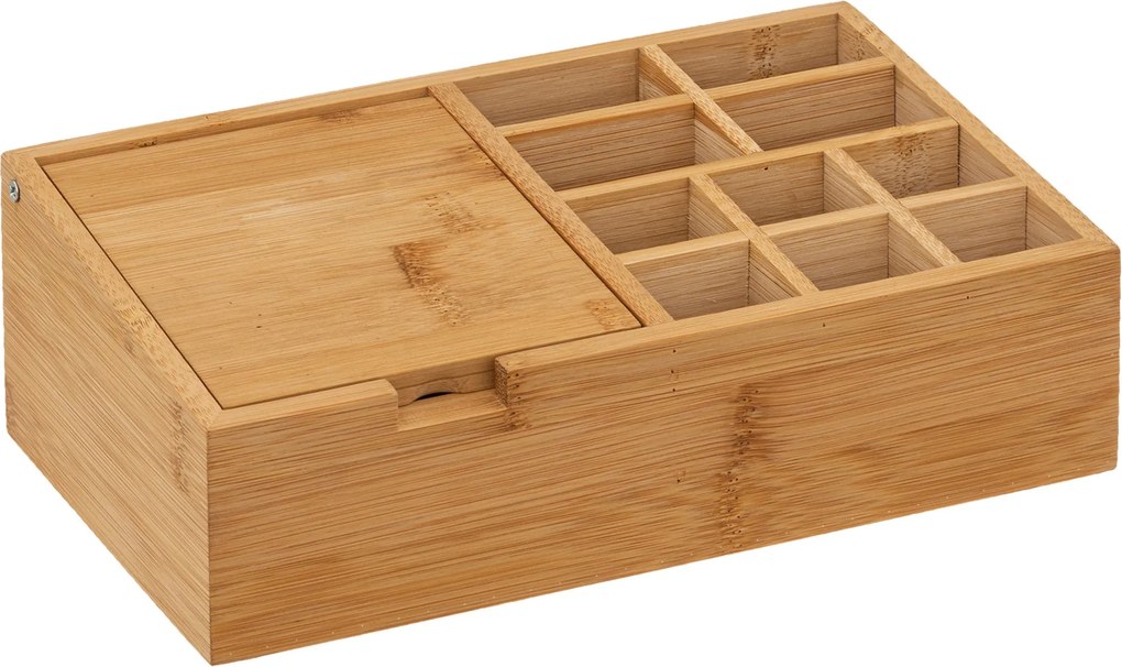 Organizér na kosmetiku se zrcadlem, bambusový, 24 x 14 cm