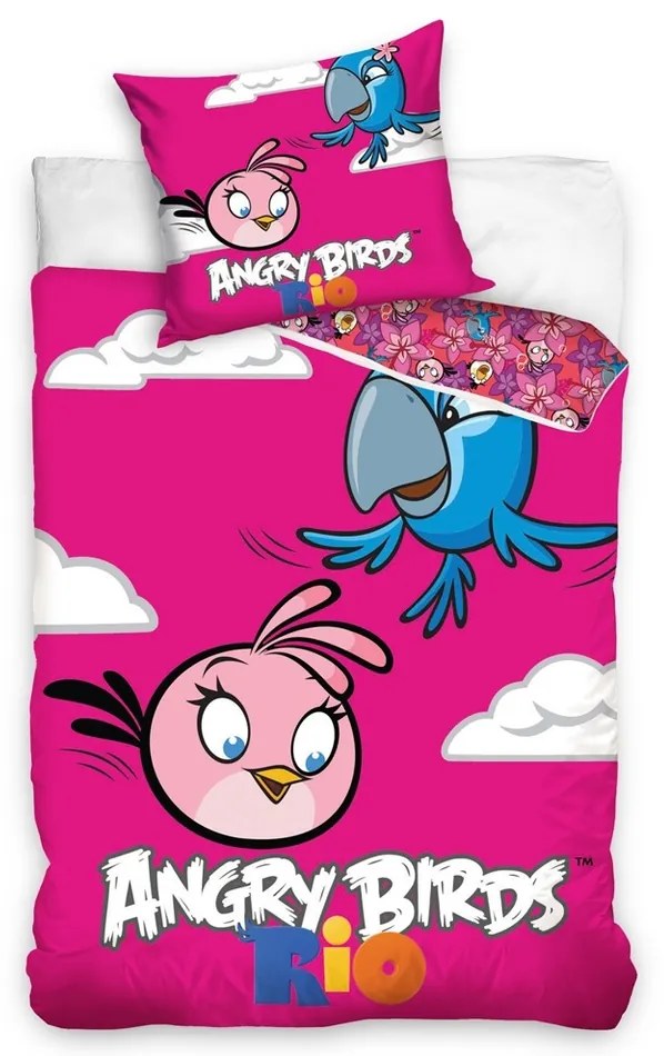 Tip Trade Bavlněné povlečení Angry Birds Rio Pink Bird, 140 x 200 cm, 70 x 80 cm