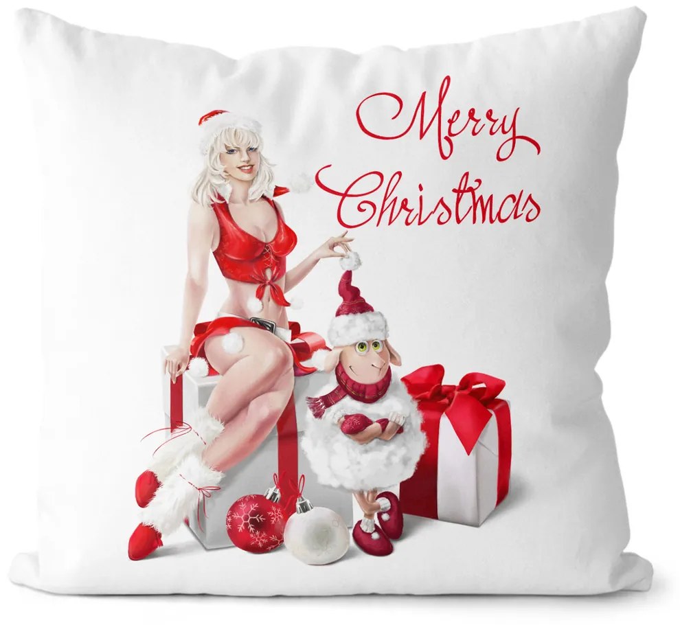 Polštář Merry Christmas – Sexy Lady (Velikost: 40 x 40 cm)