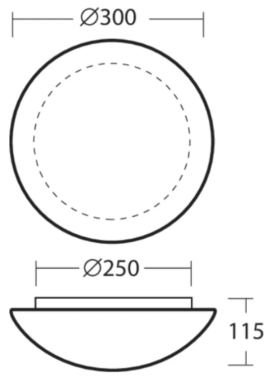 Osmont 71143 Aura 8, stropní/nástěnné svítidlo z triplexového skla 11W LED 3000/4000K IP44, průměr 30cm