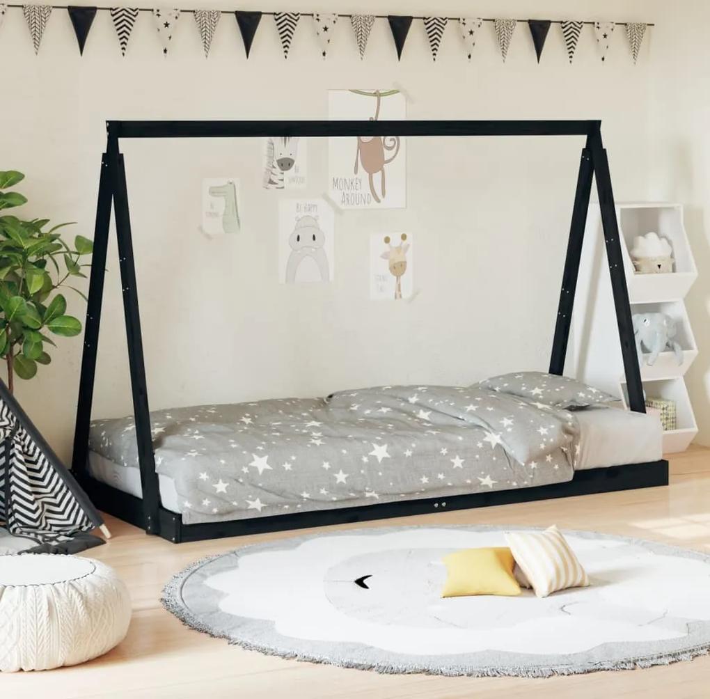 vidaXL Dětská postel 90 x 200 cm masivní borové dřevo [834537] Barva: Černá