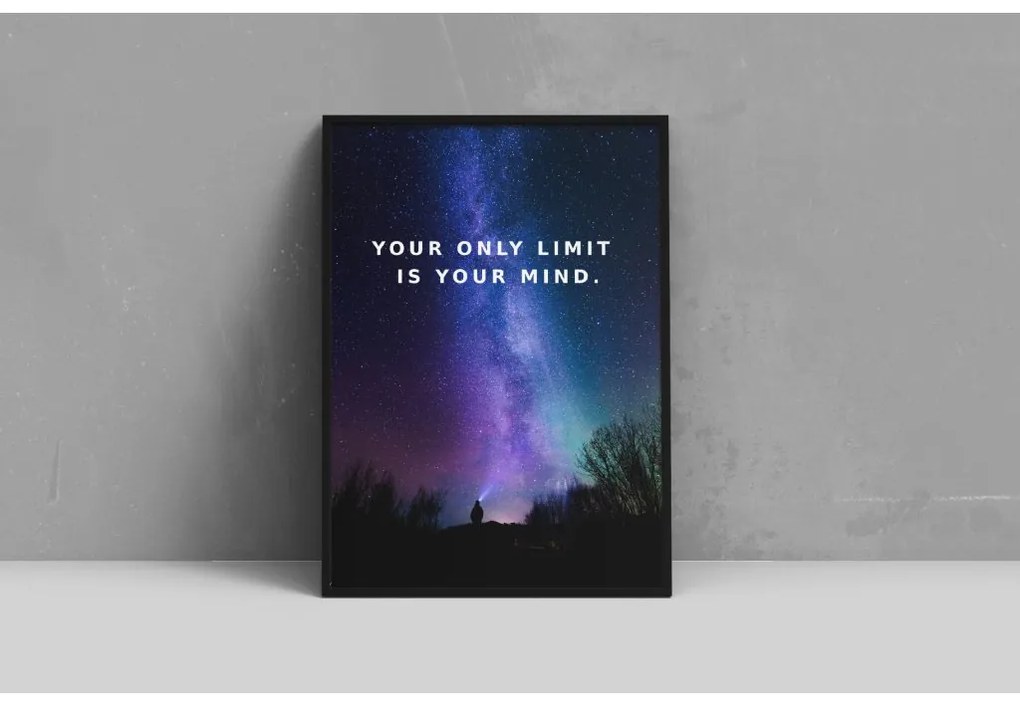 Pixada Space Quote - motivační obraz Velikost: B2 - 50x70 cm, Volba rámu: s bílým rámem