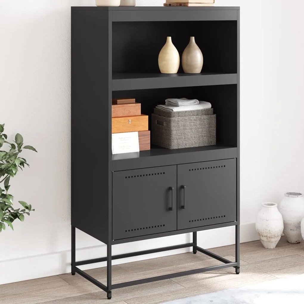 Skříň highboard černá 68,5 x 38,5 x 123,5 cm ocel