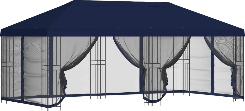 Altán s bočními stěnami 6 x 3 m Modrá Polyester a ocel 190 gsm 3376000