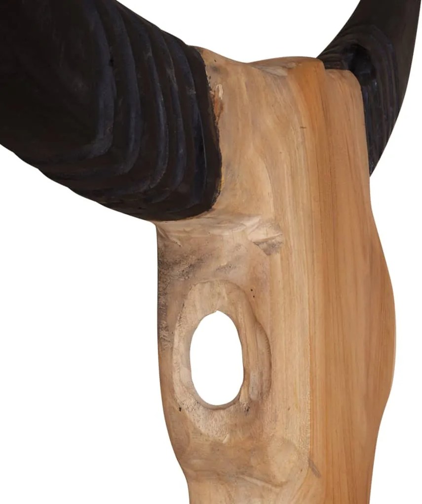 Nástěnná plastika býčí lebky, teak, 69x6x60 cm 244567