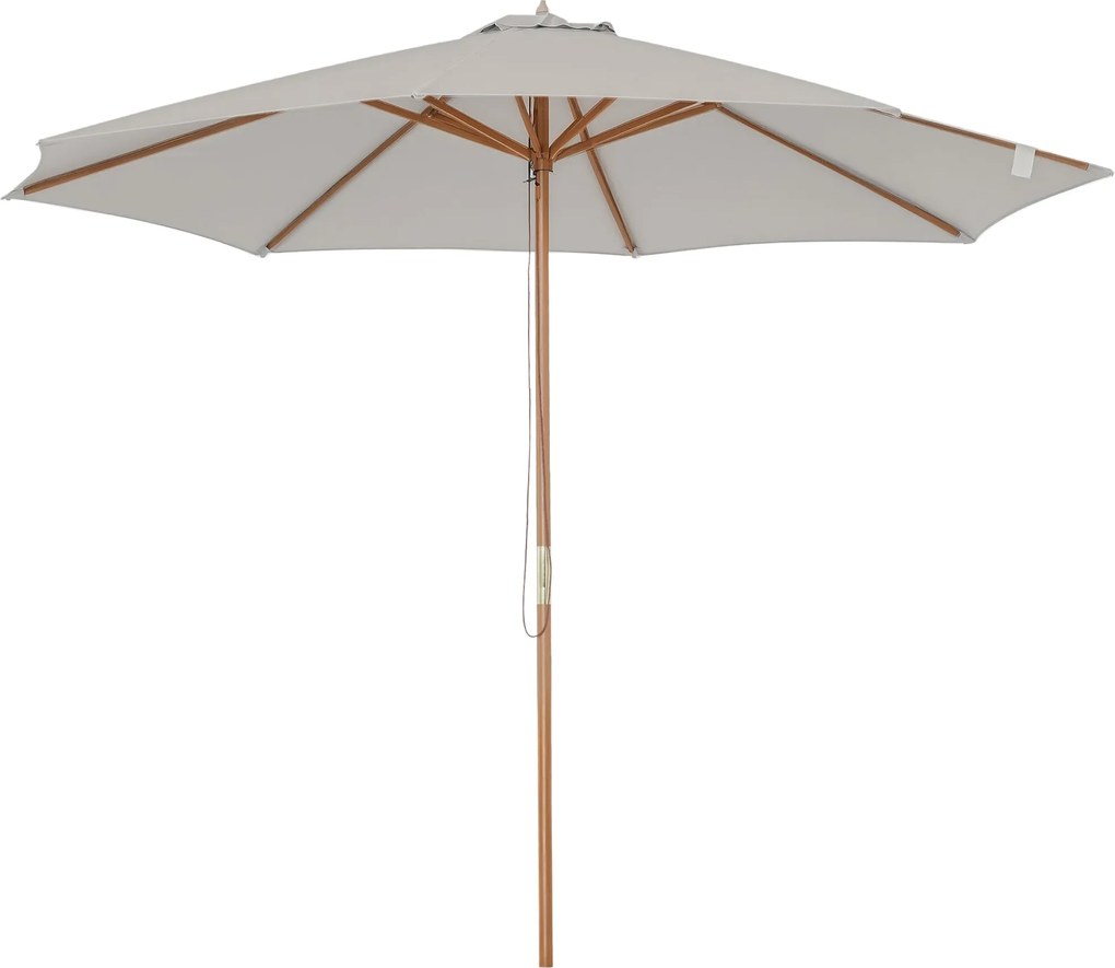 Slunečník Outsunny Ø 300 cm, slunečník s UV ochranou, dřevěný slunečník pro balkon, stabilní tržní slunečník, ochrana proti slunci pro pláž, terasu a